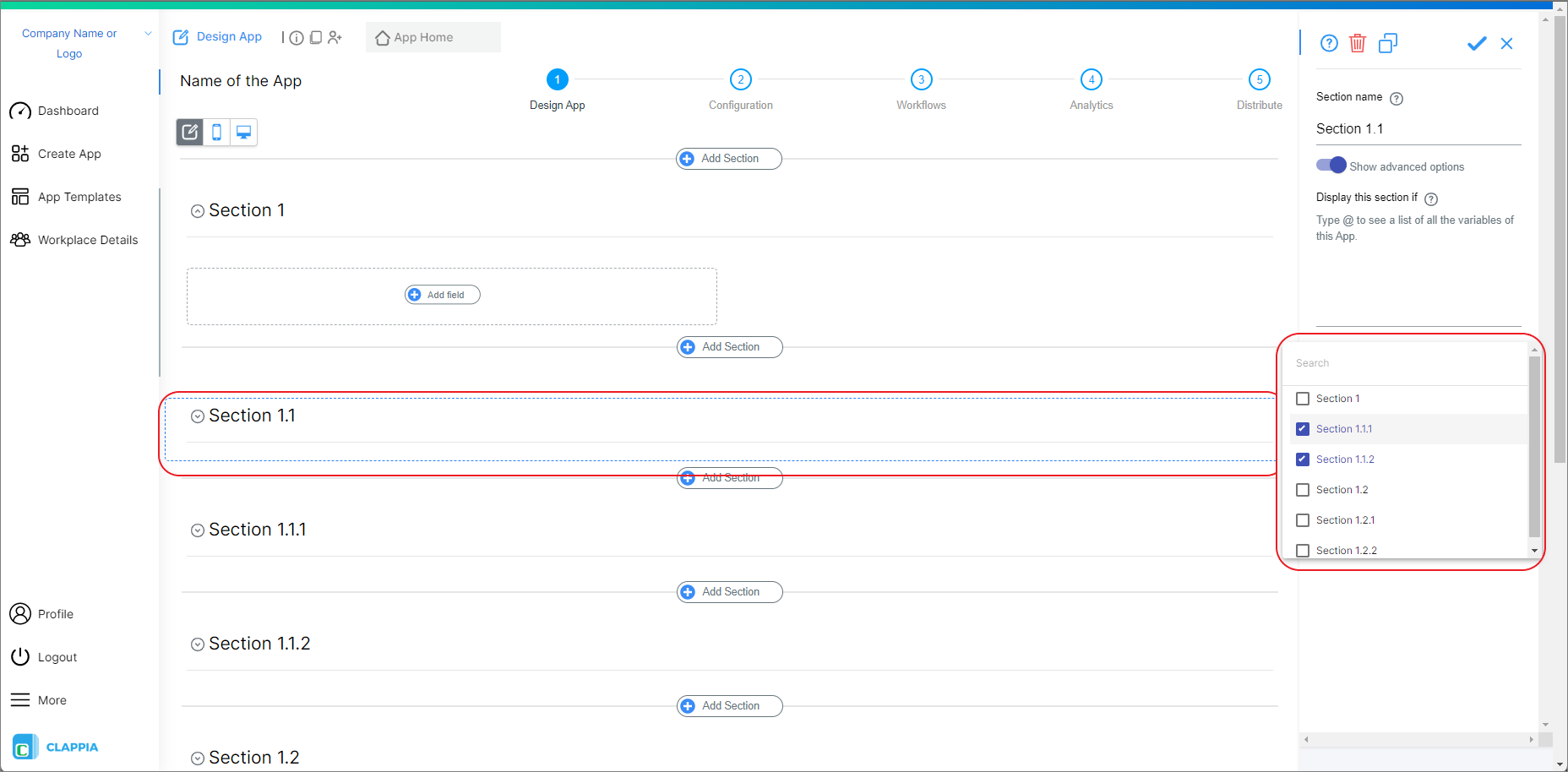 Managing nested sections